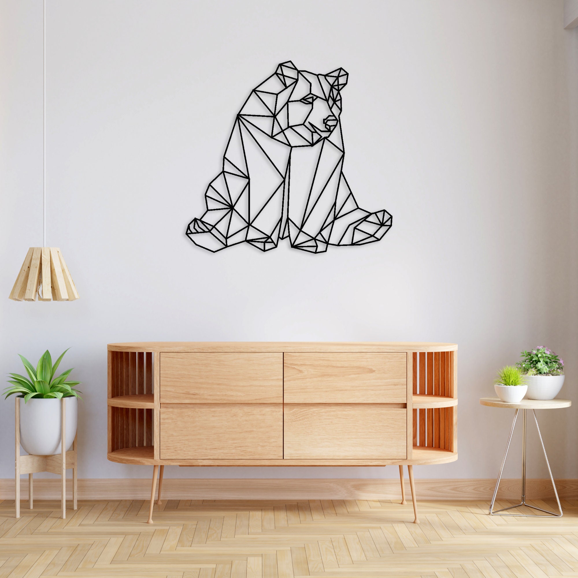Metal Wall Art, Metal Bear Decor, Geometric Bear Wall Art, Home Office ...