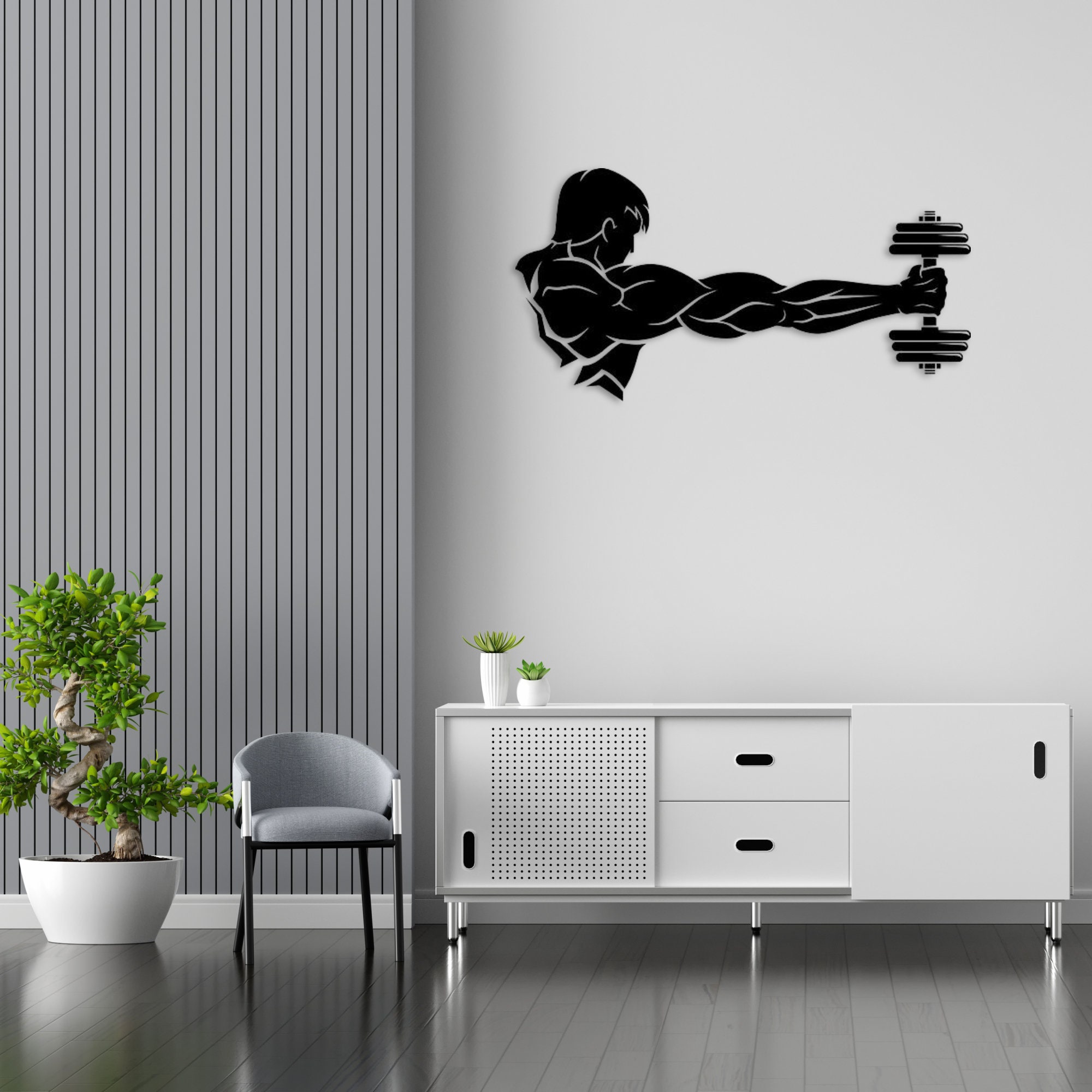 Gym Metal Wall Decor, Fitness Center Decoration, Metal Wall Art, Wall ...