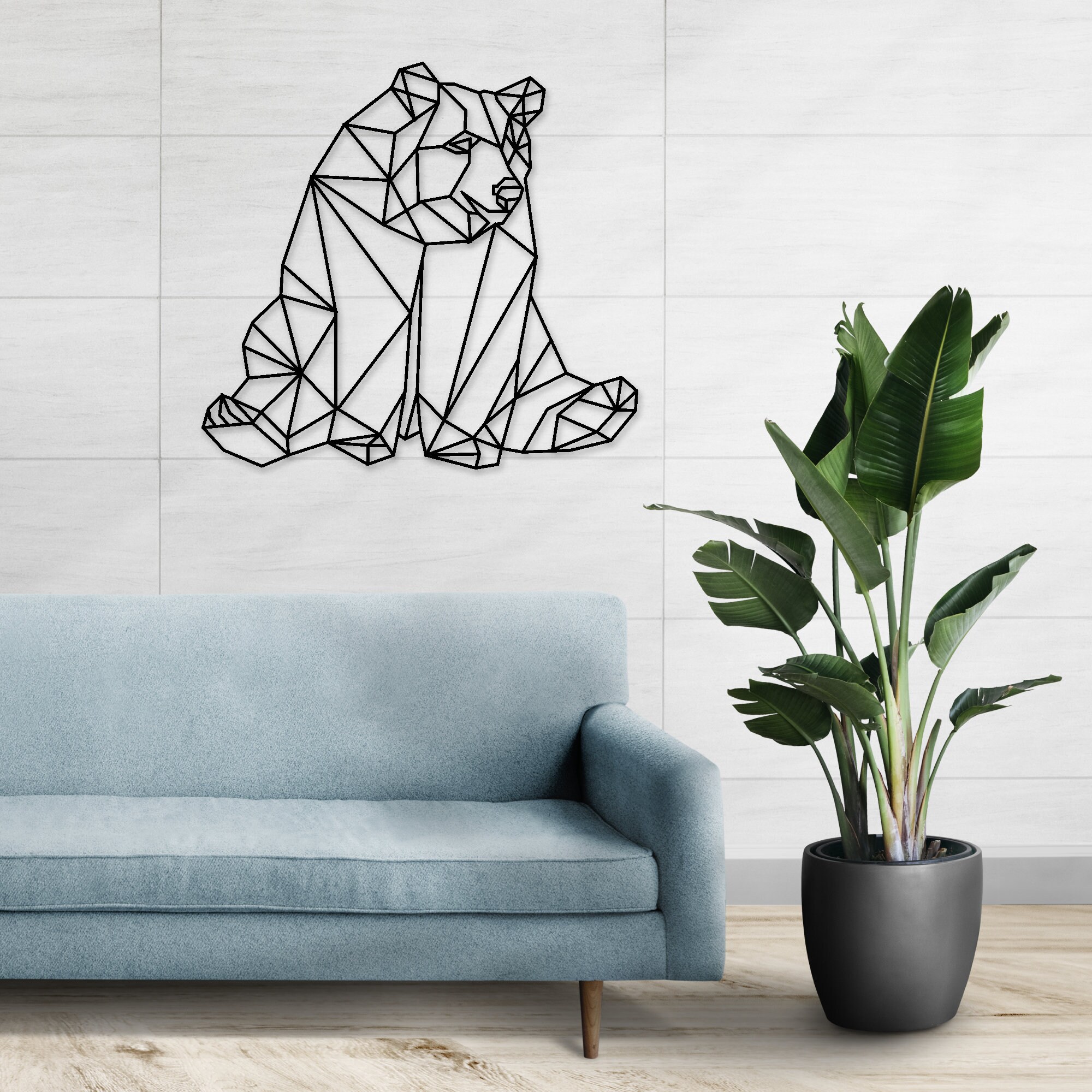 Metal Wall Art, Metal Bear Decor, Geometric Bear Wall Art, Home Office ...