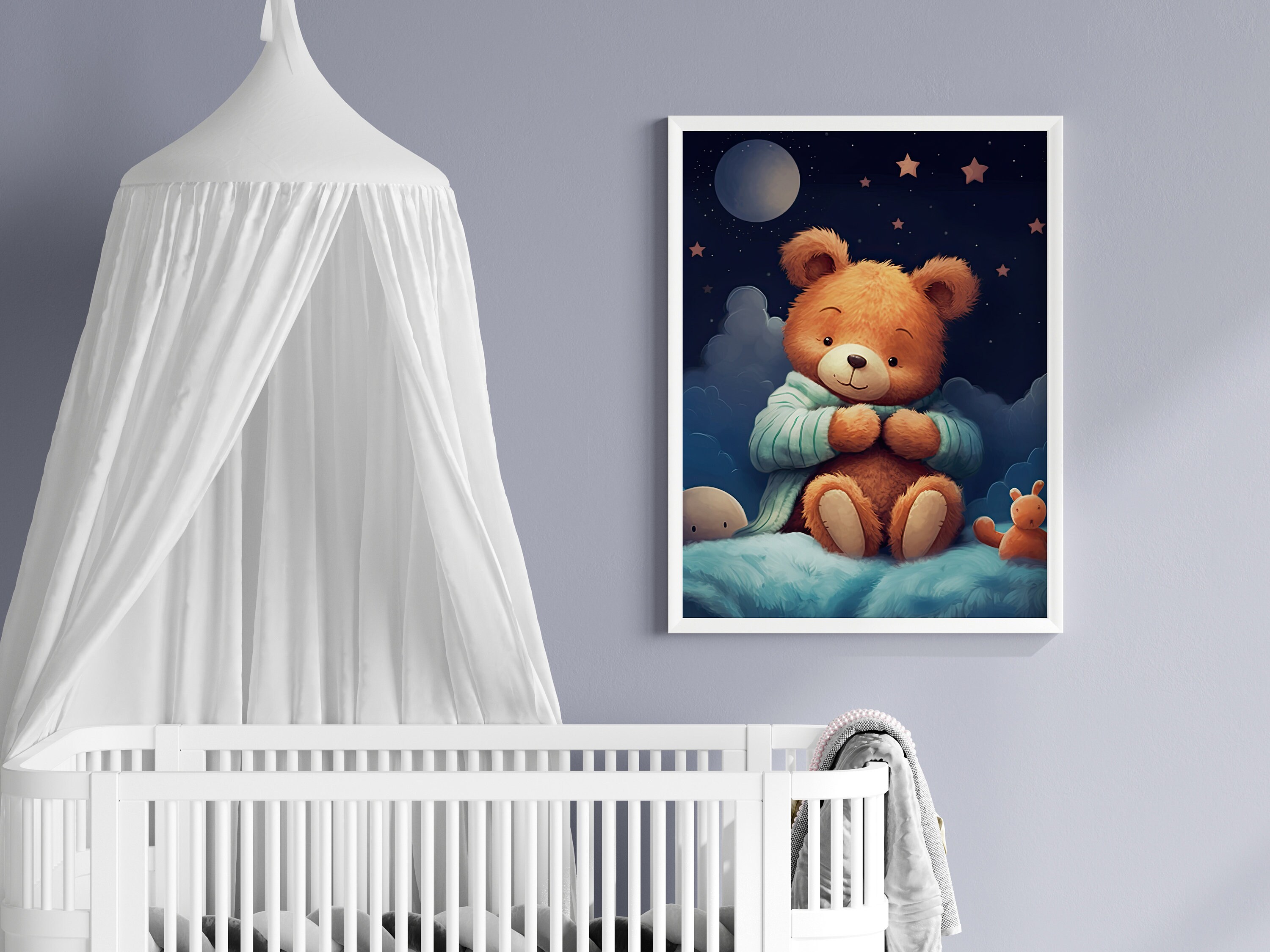 Teddy Bear Nursery Wall Art, Night Time Bear Digital Download - Etsy