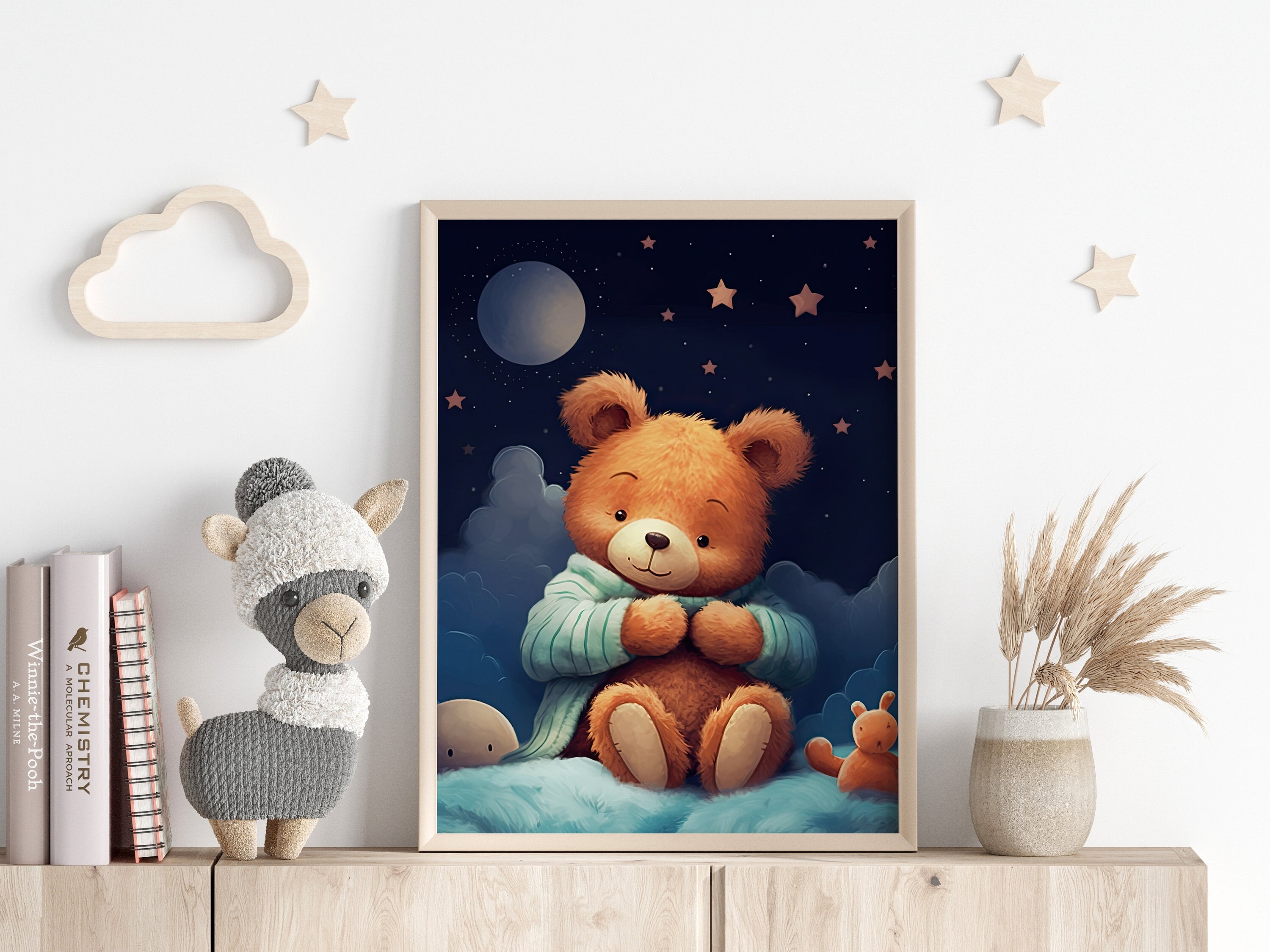 Teddy Bear Nursery Wall Art, Night Time Bear - Digital Download - Etsy