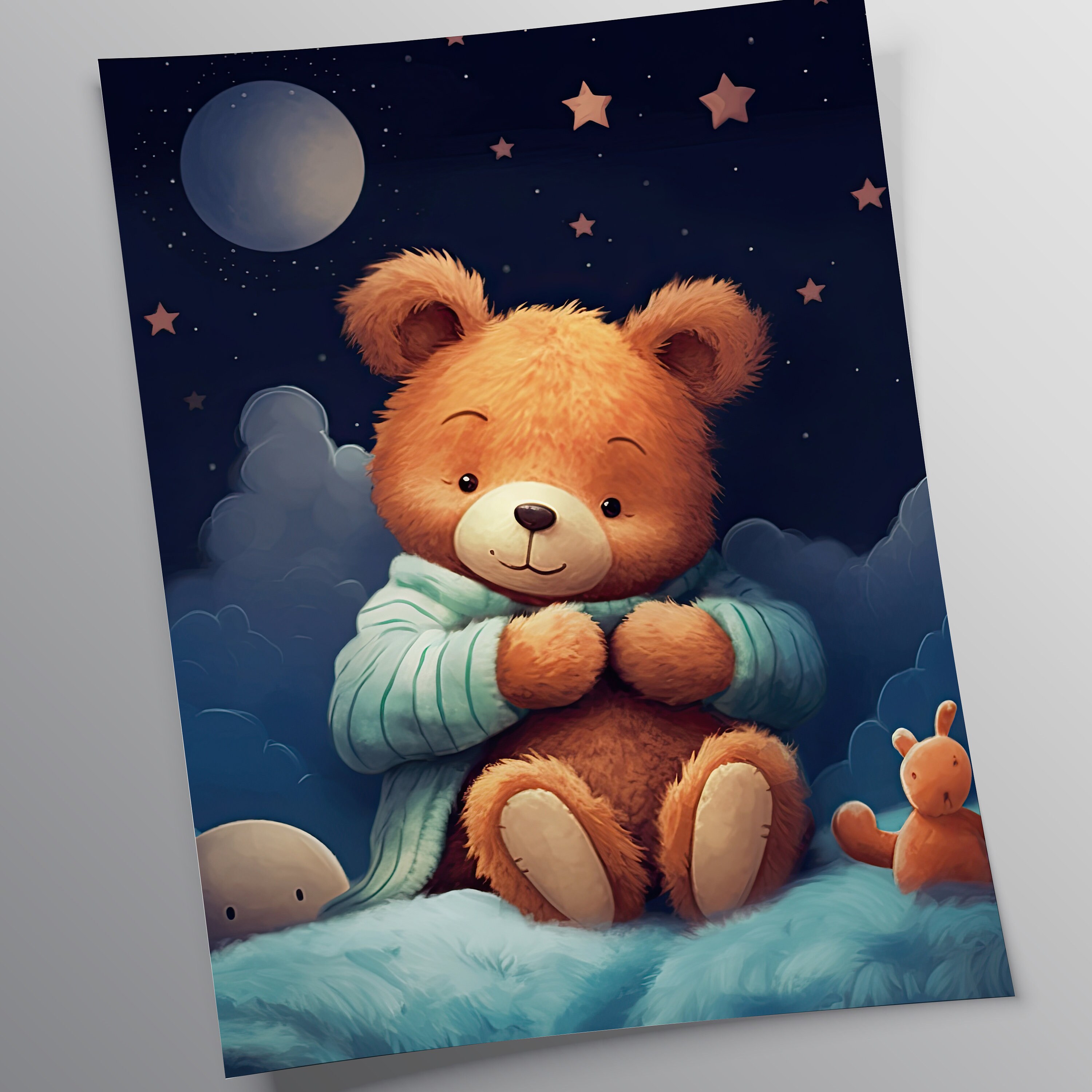 Teddy Bear Nursery Wall Art, Night Time Bear Digital Download - Etsy