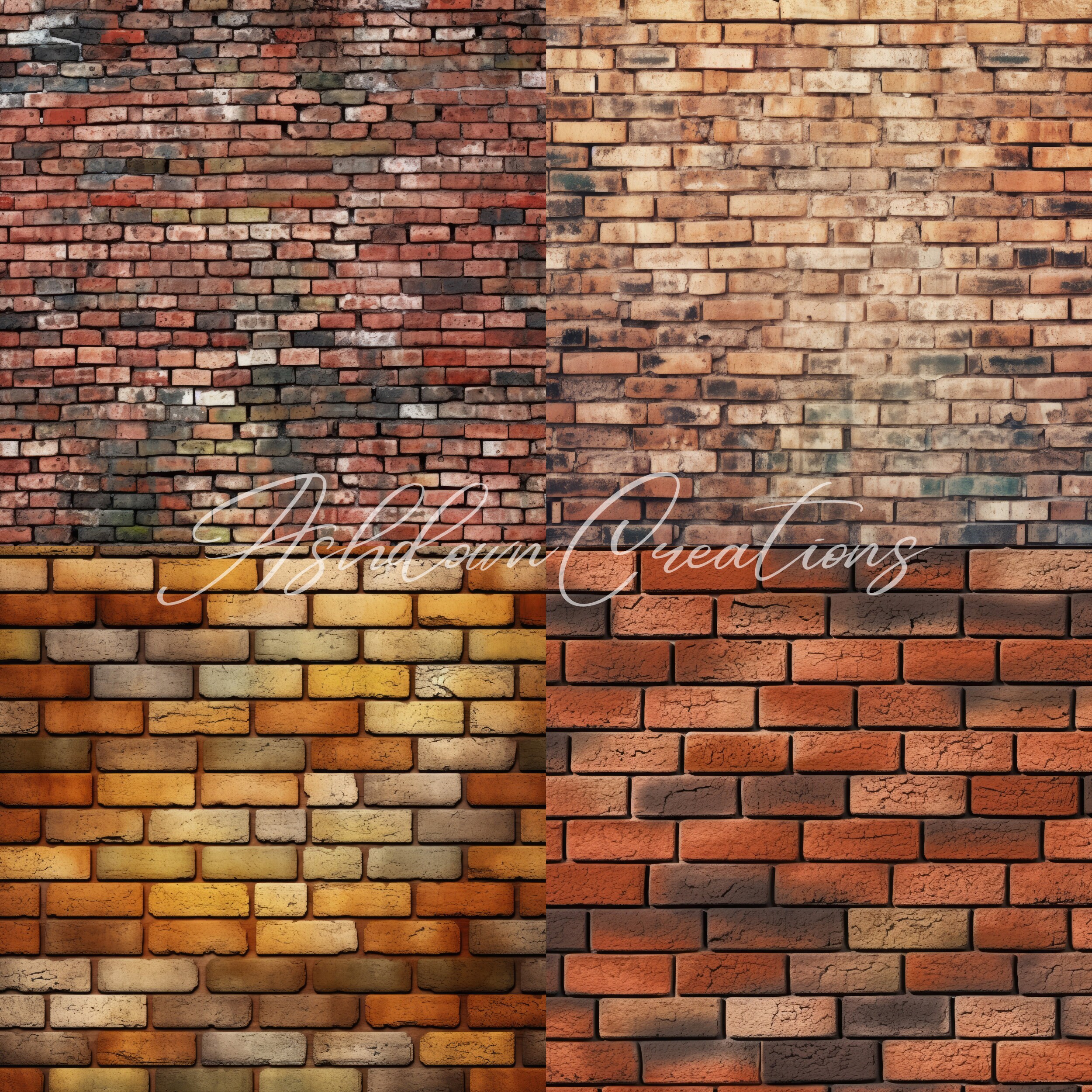 12 Brick Texture Digital Scrapbook Papers Digital Backdrops, Brick Wall ...