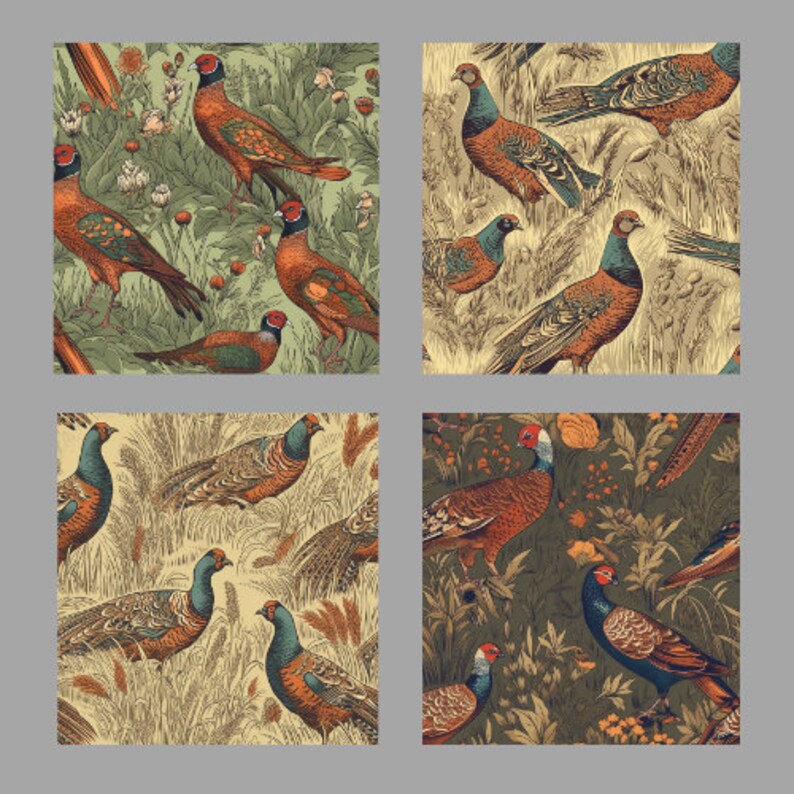 Pheasant Seamless Patterns - Printable - High Resolution - Etsy