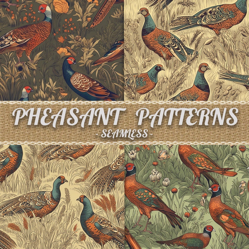 Pheasant Seamless Patterns - Printable - High Resolution - Etsy