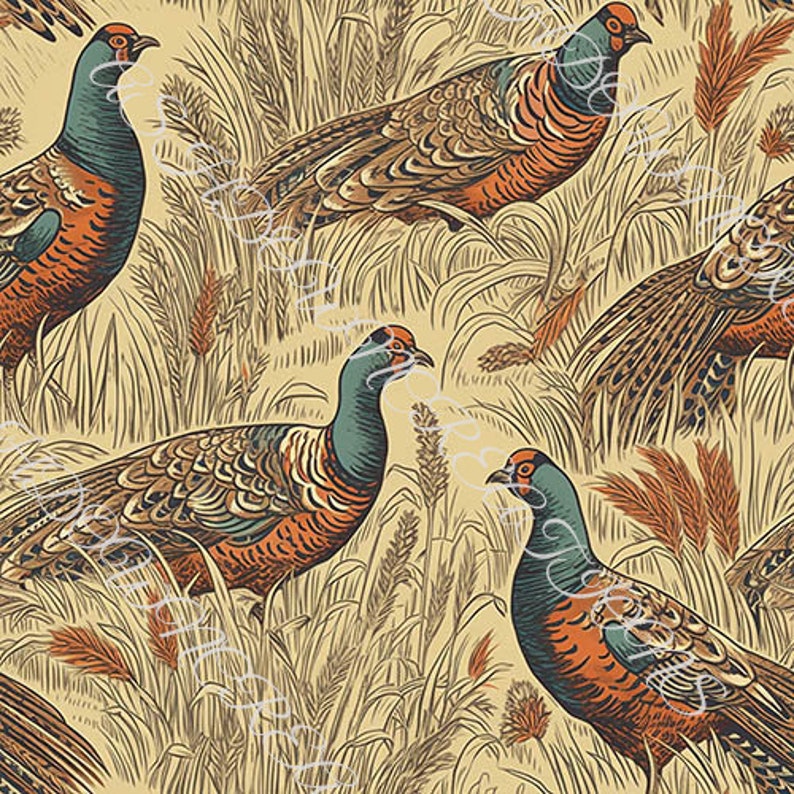 Pheasant Seamless Patterns - Printable - High Resolution - Etsy