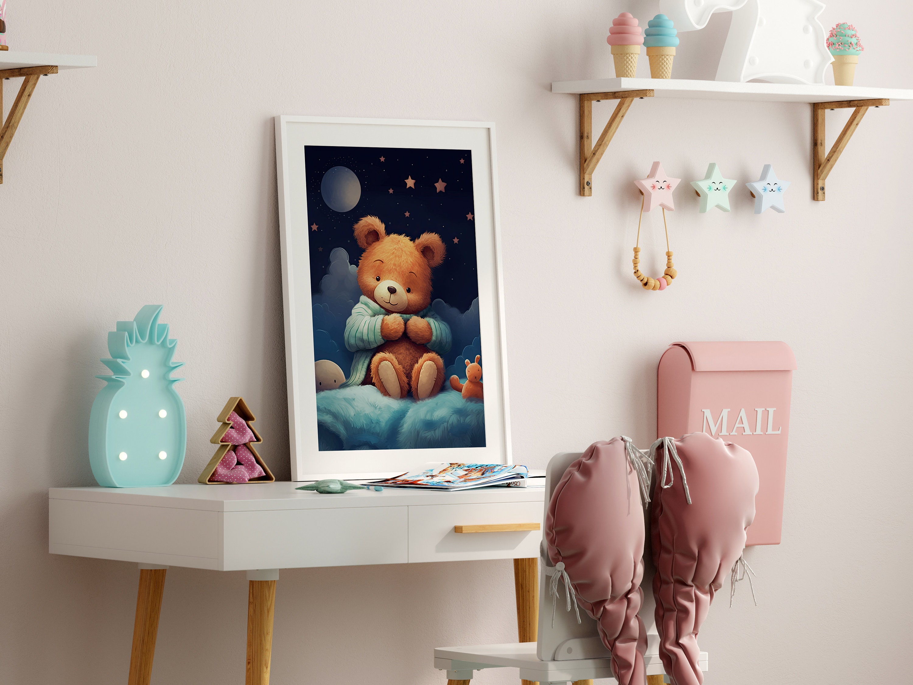 Teddy Bear Nursery Wall Art, Night Time Bear - Digital Download - Etsy