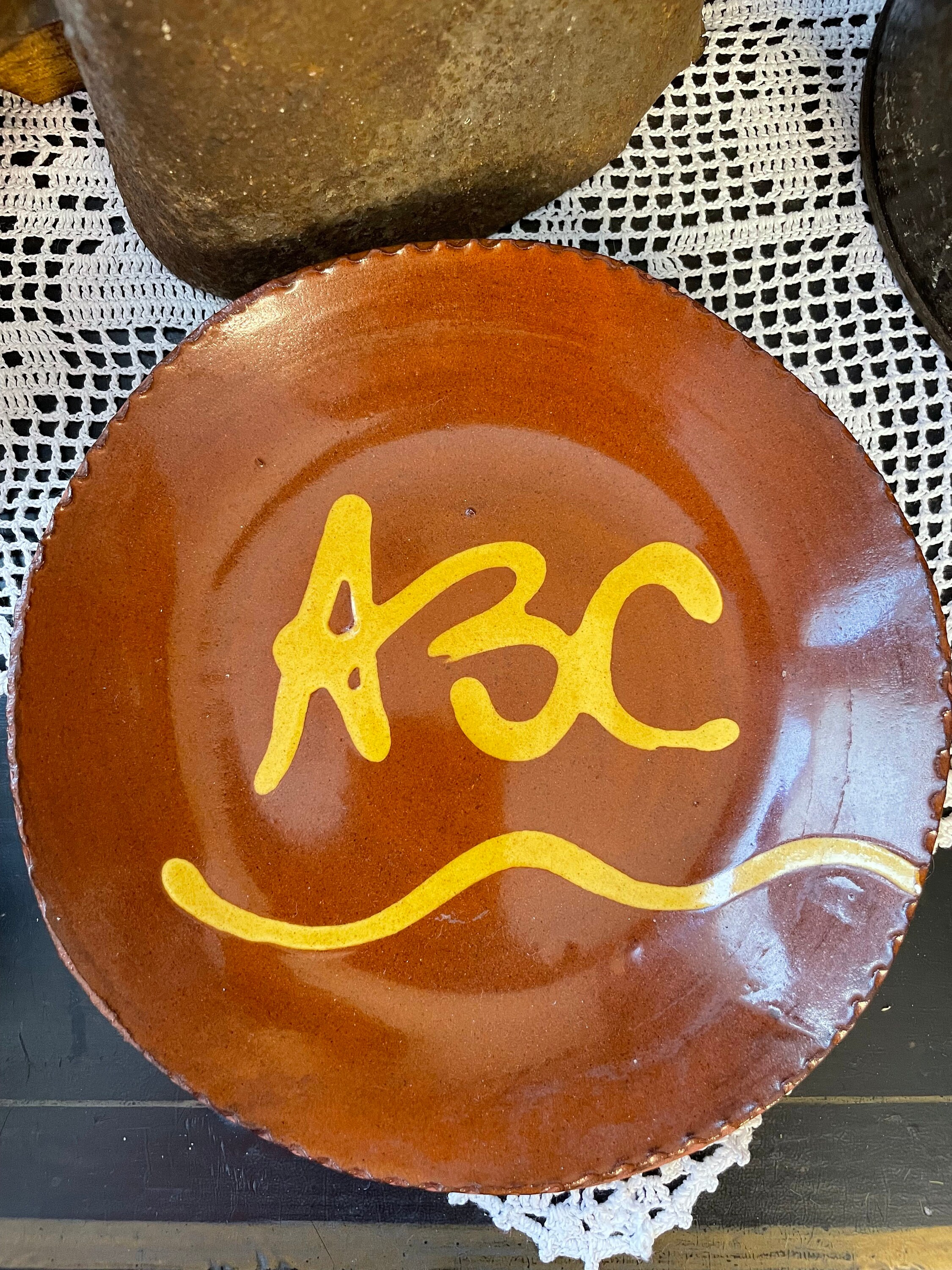 Medium ABC Breininger Redware Plate W/rippled Edges/farmhouse - Etsy