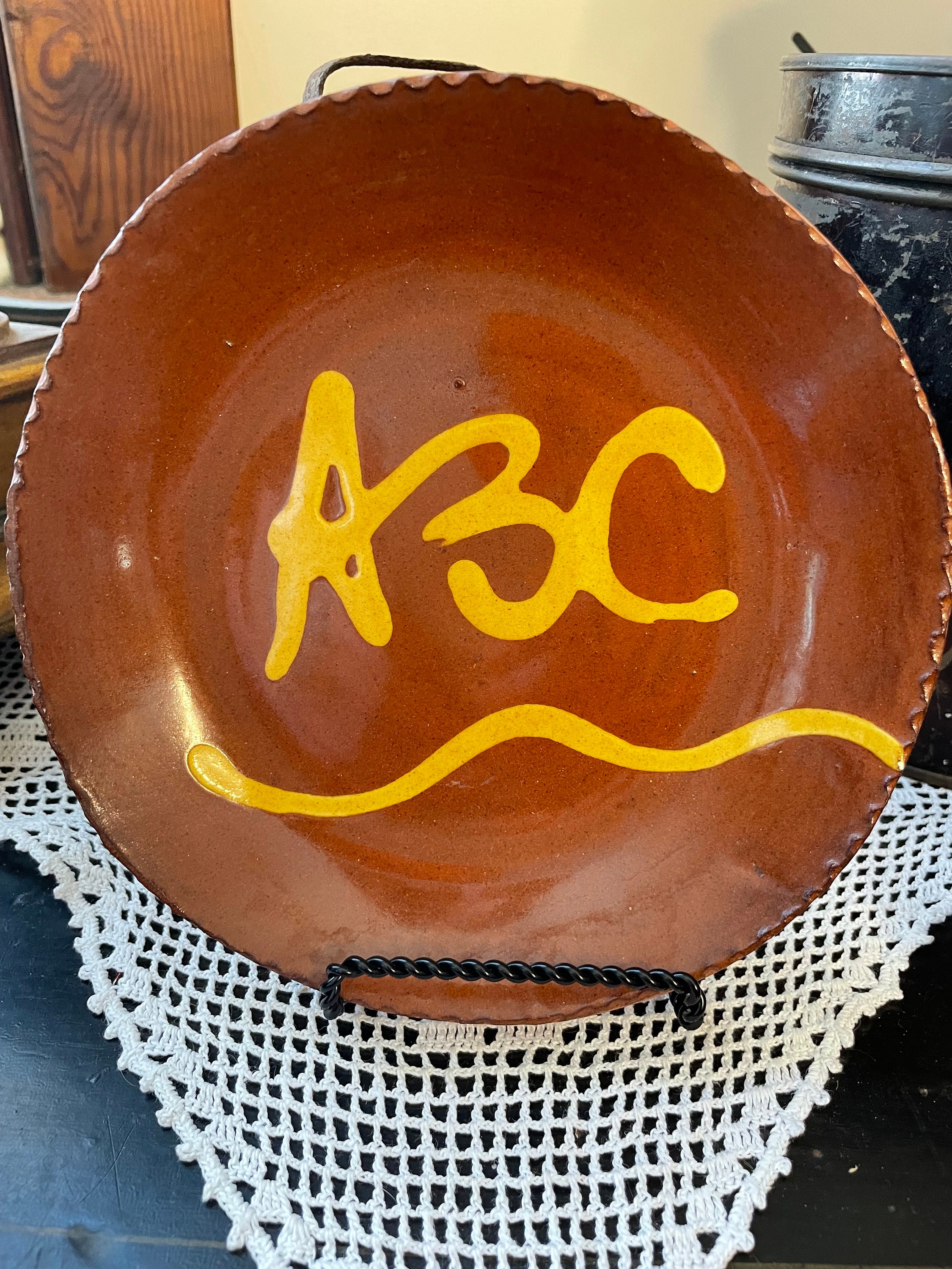 Medium ABC Breininger Redware Plate W/rippled Edges/farmhouse Decor ...