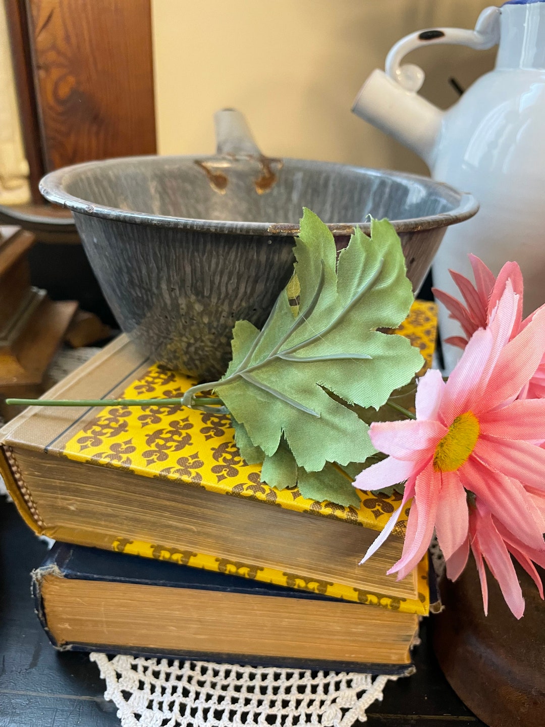 Vintage Grey Enamelware Ladle/graniteware/measuring Dipper/small Pan ...