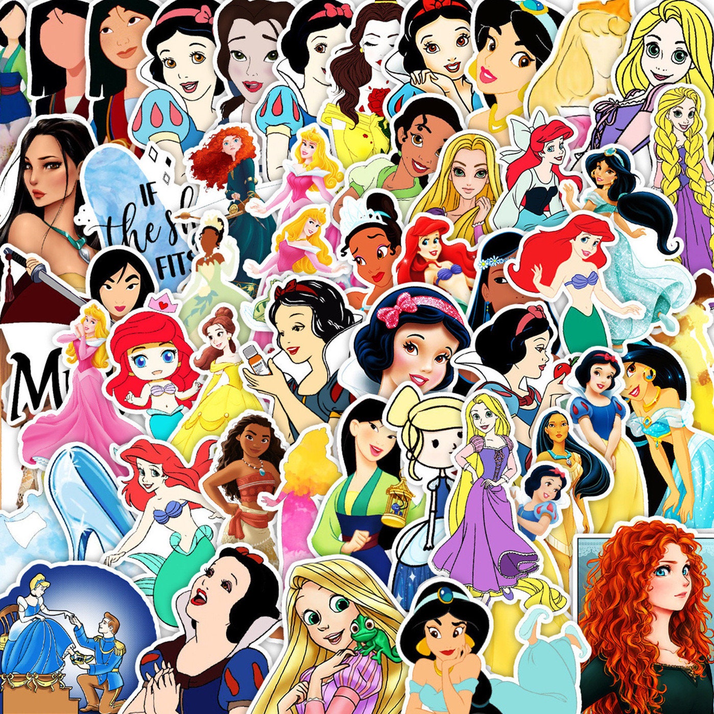 Disney Character Collection Stickers,disney Princess Stickers,bottle ...