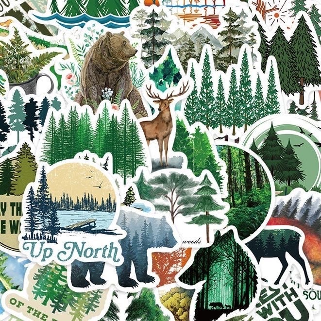 Forests Style Stickers, Cute Plants,vintage Forest Style,bottle,laptop ...