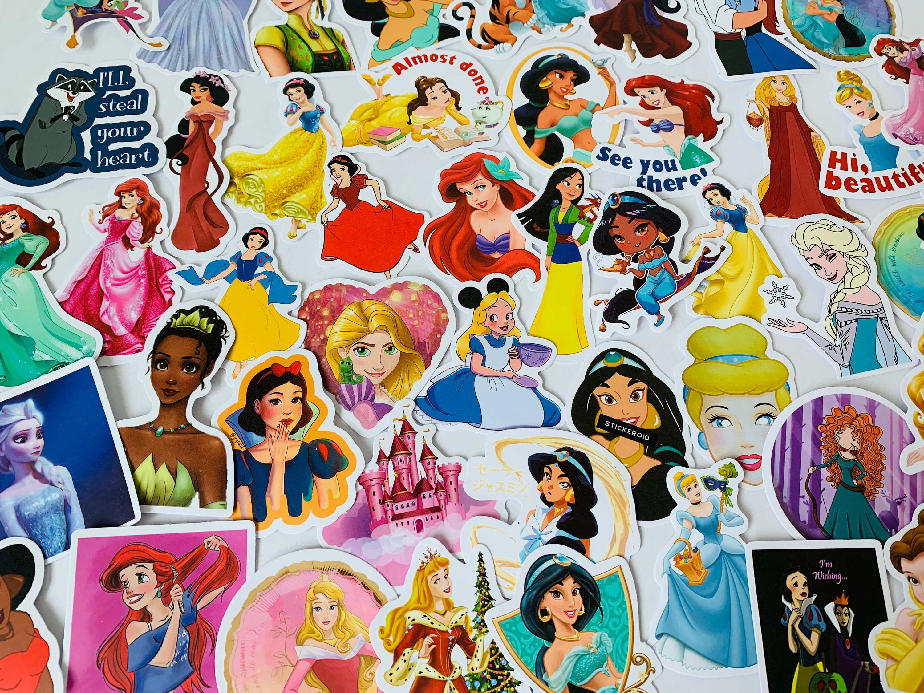 Disney Character Collection Stickers,disney Princess Stickers,bottle ...