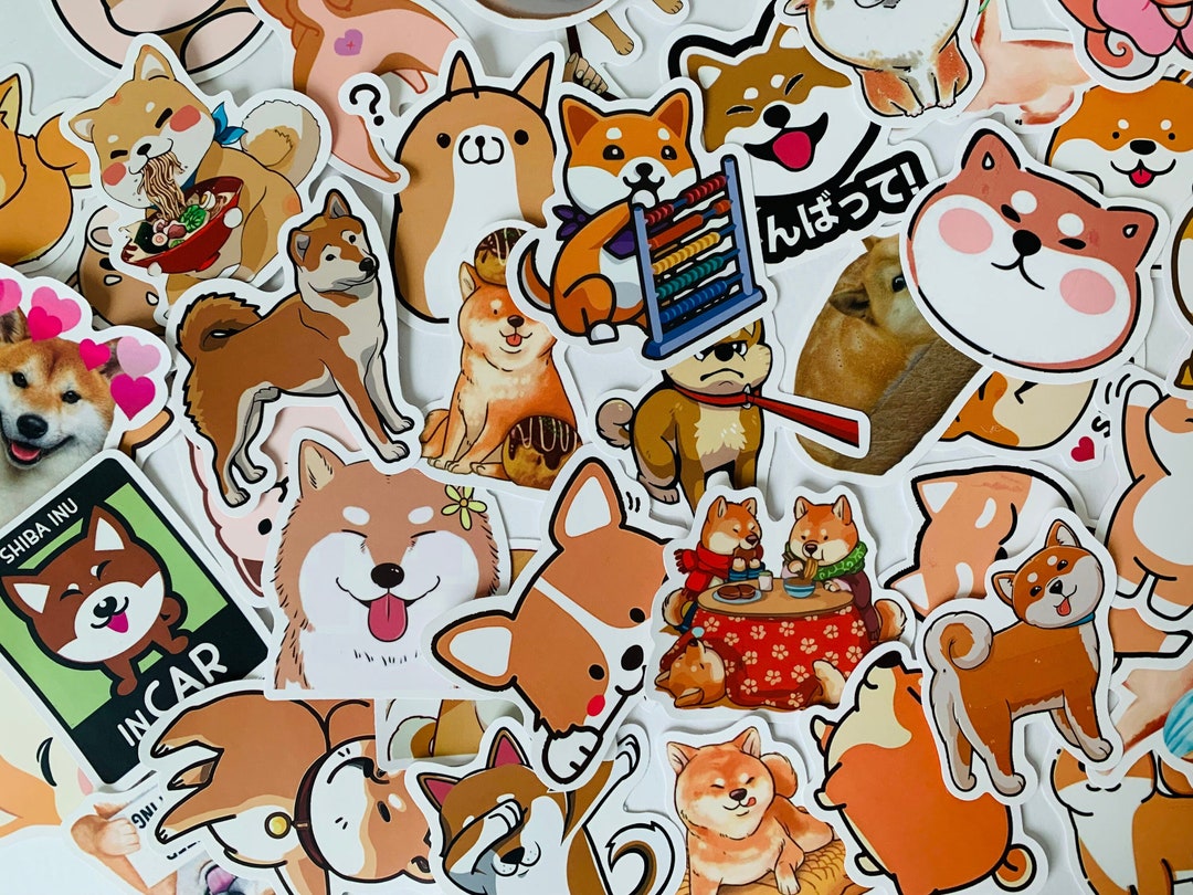 50 Akita Sticker Set,shiba Inu Dog Stickers,cute Dog Stickers,water ...