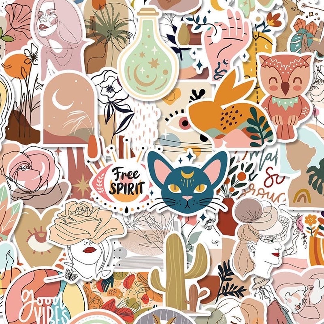 Bohemian Style Stickers, Cute Vintage Bohemian Stickers,bottle,laptop ...