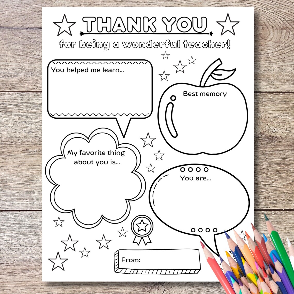 Teacher Appreciation Printable Coloring Page for Kids Teacher ...