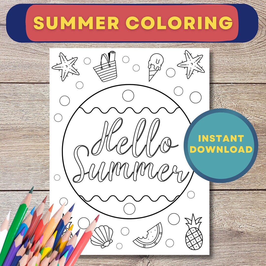 Kids Summer Printable, Summer Kids Coloring, Summer Activity Page ...