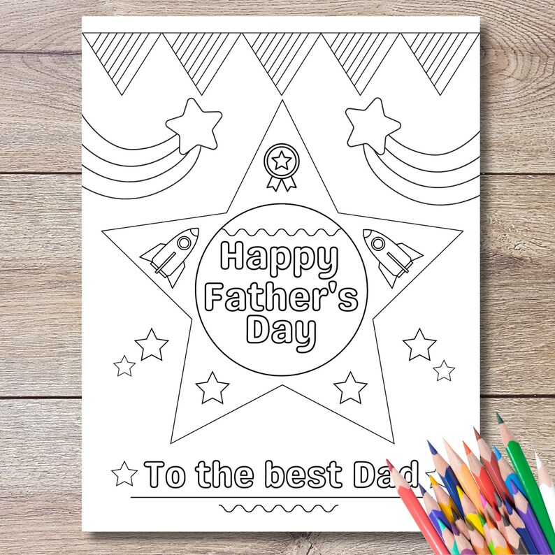 Printable Father's Day Coloring Page, Father's Day Craft, Gift for Dad ...