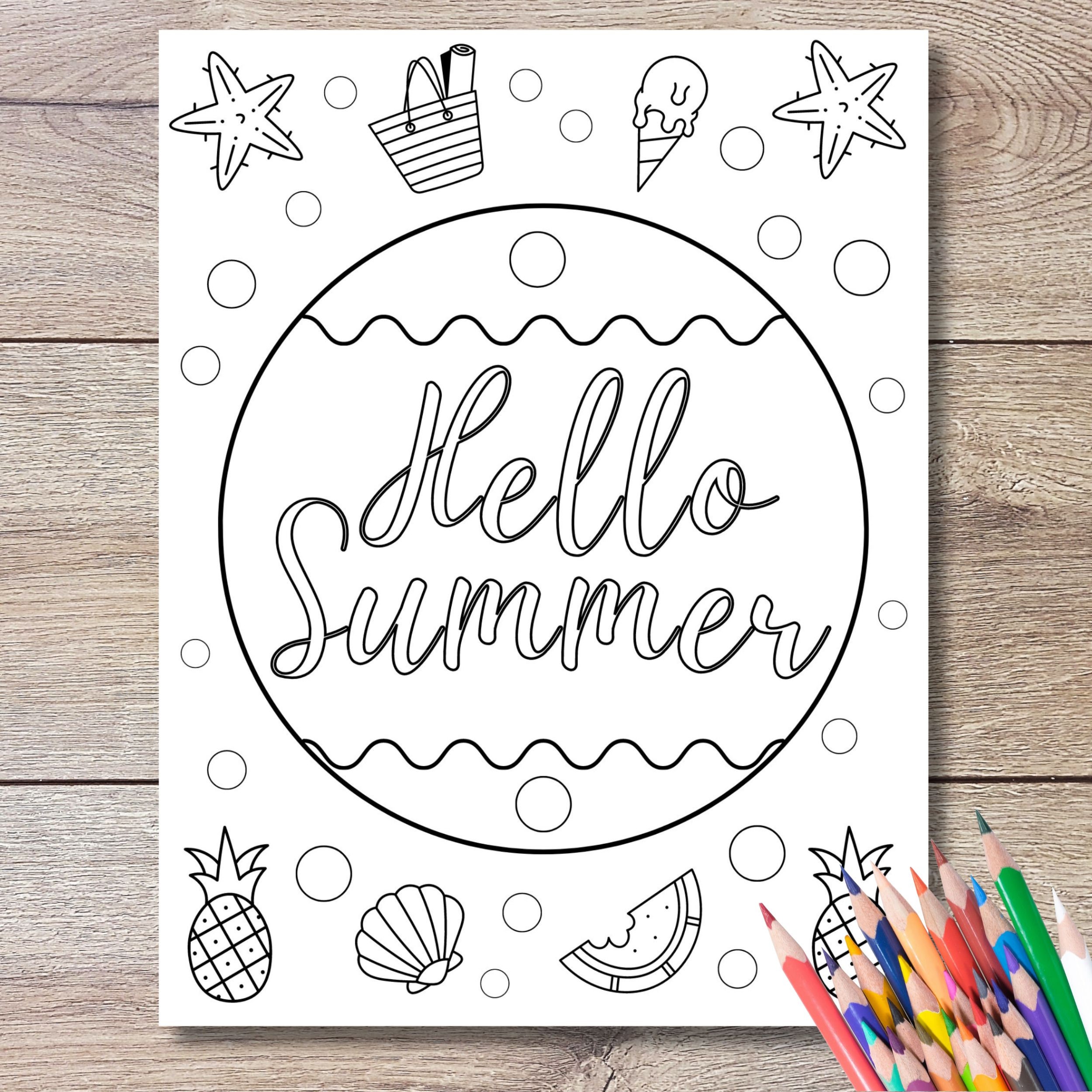 Kids Summer Printable, Summer Kids Coloring, Summer Activity Page ...