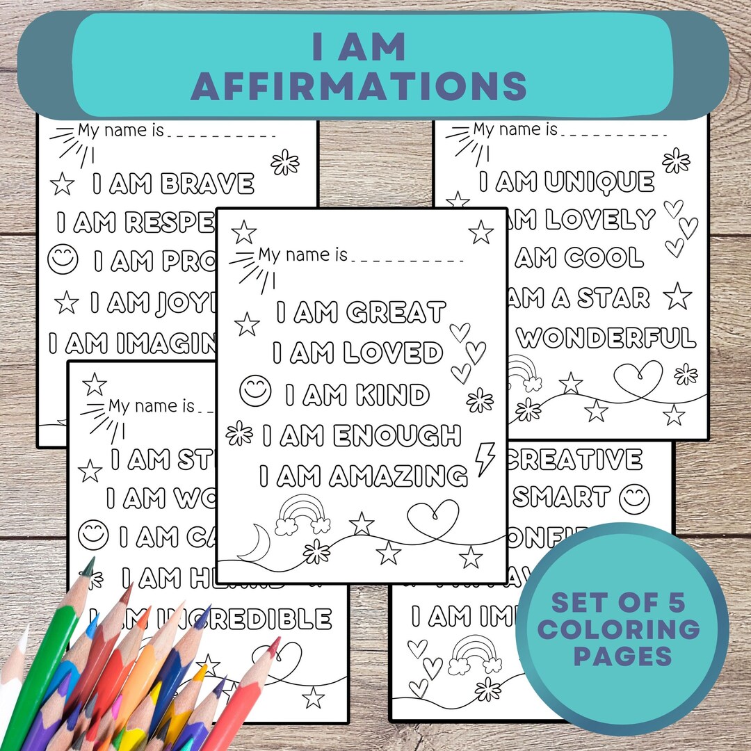 Positive Affirmation Kids Coloring Pages, Kids Daily Affirmations, Kids ...