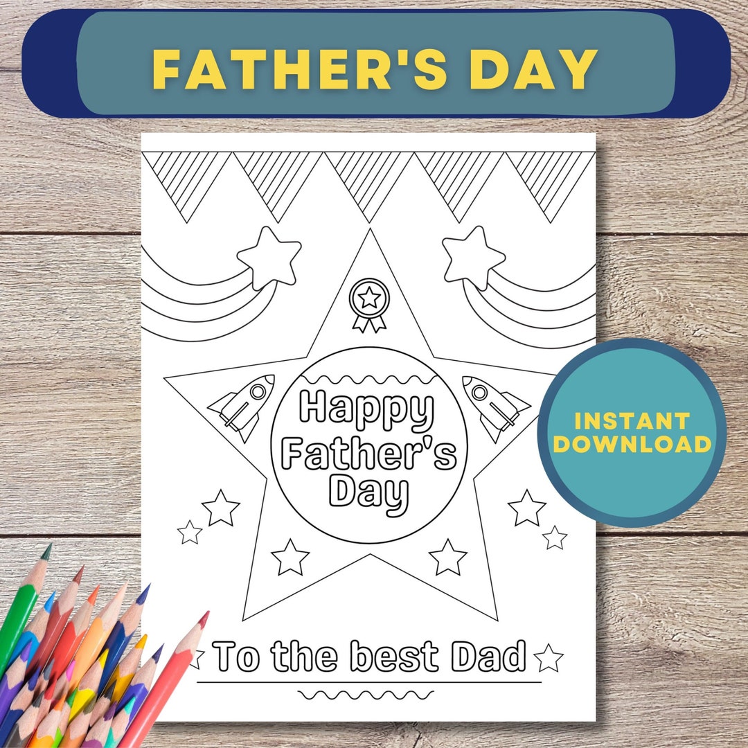 Printable Father's Day Coloring Page, Father's Day Craft, Gift for Dad ...