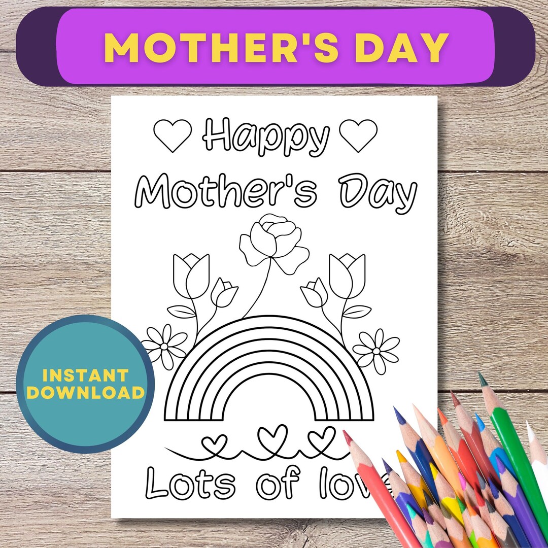 Mother's Day Coloring Pages for Kids, Printable Mother's Day Cards ...