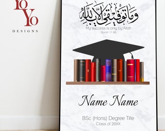 Personalised Islamic Graduation Digital Print | Muslim Graduation Gift ...