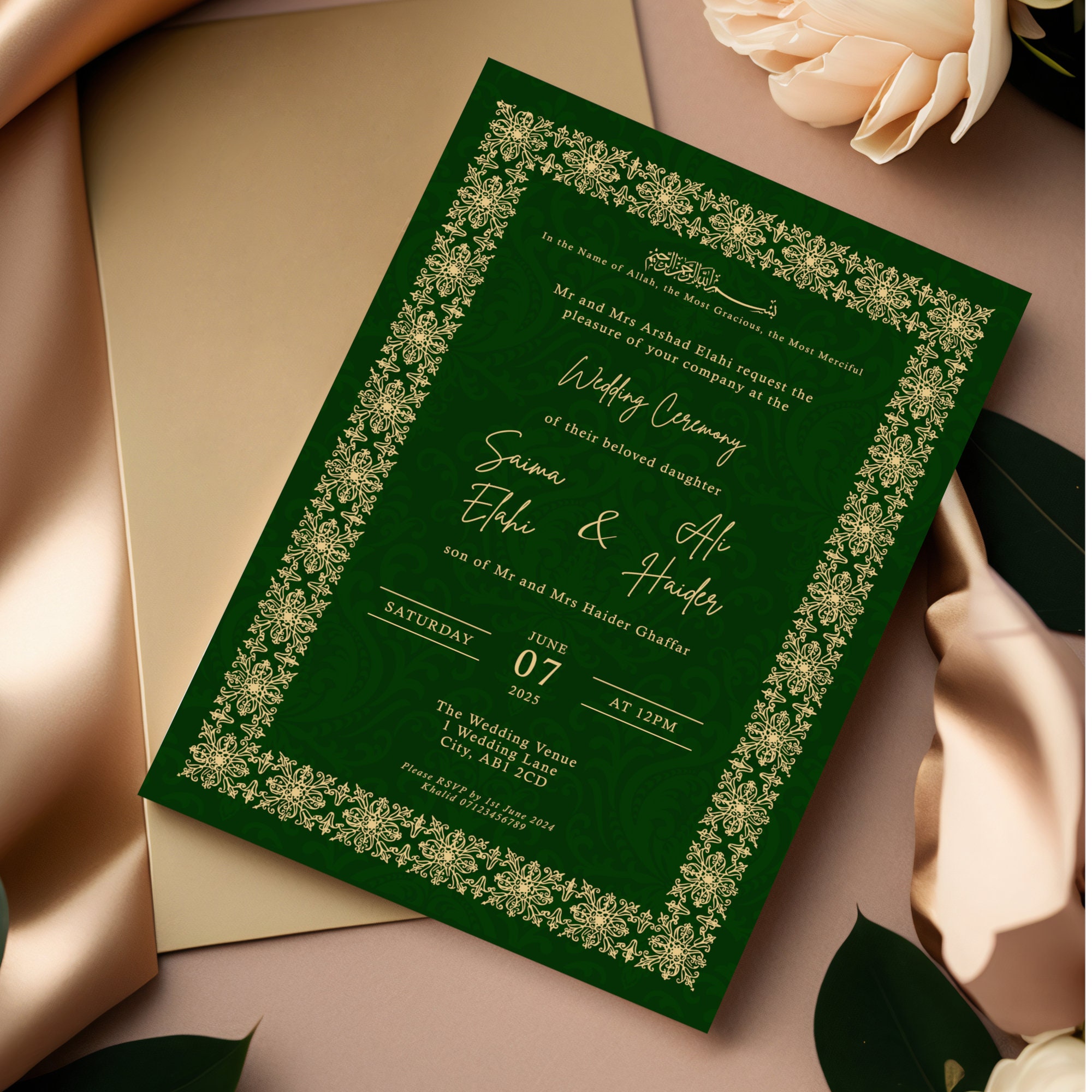 Card Maker Online Islamic Wedding Invitation Cards 10 Minimalist Nikah ...
