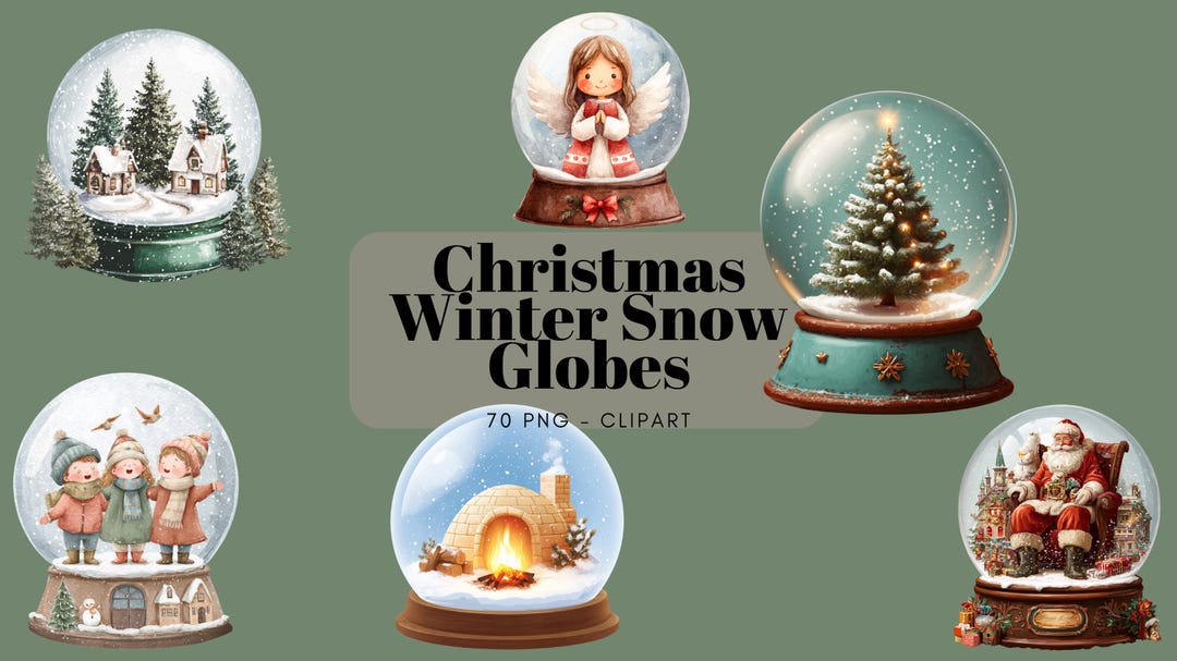 Cute Christmas Winter Snow Globes Clipart - Etsy
