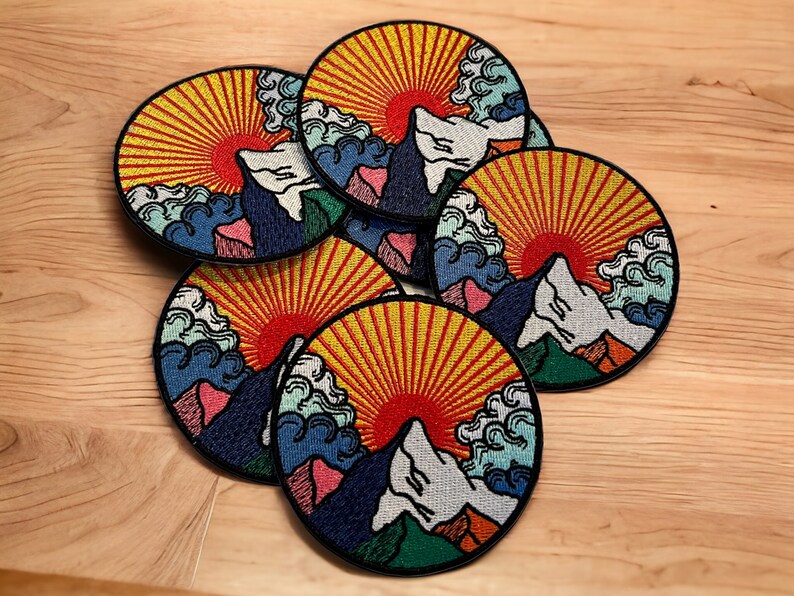 Sunrise Mountain Embroidered Iron-on Patch - Etsy