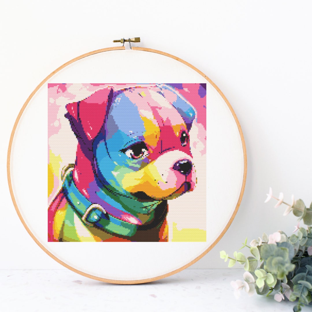 Cross Stitch Pattern Modern Staffy Easy X-stitch Pattern Cross Stitch ...