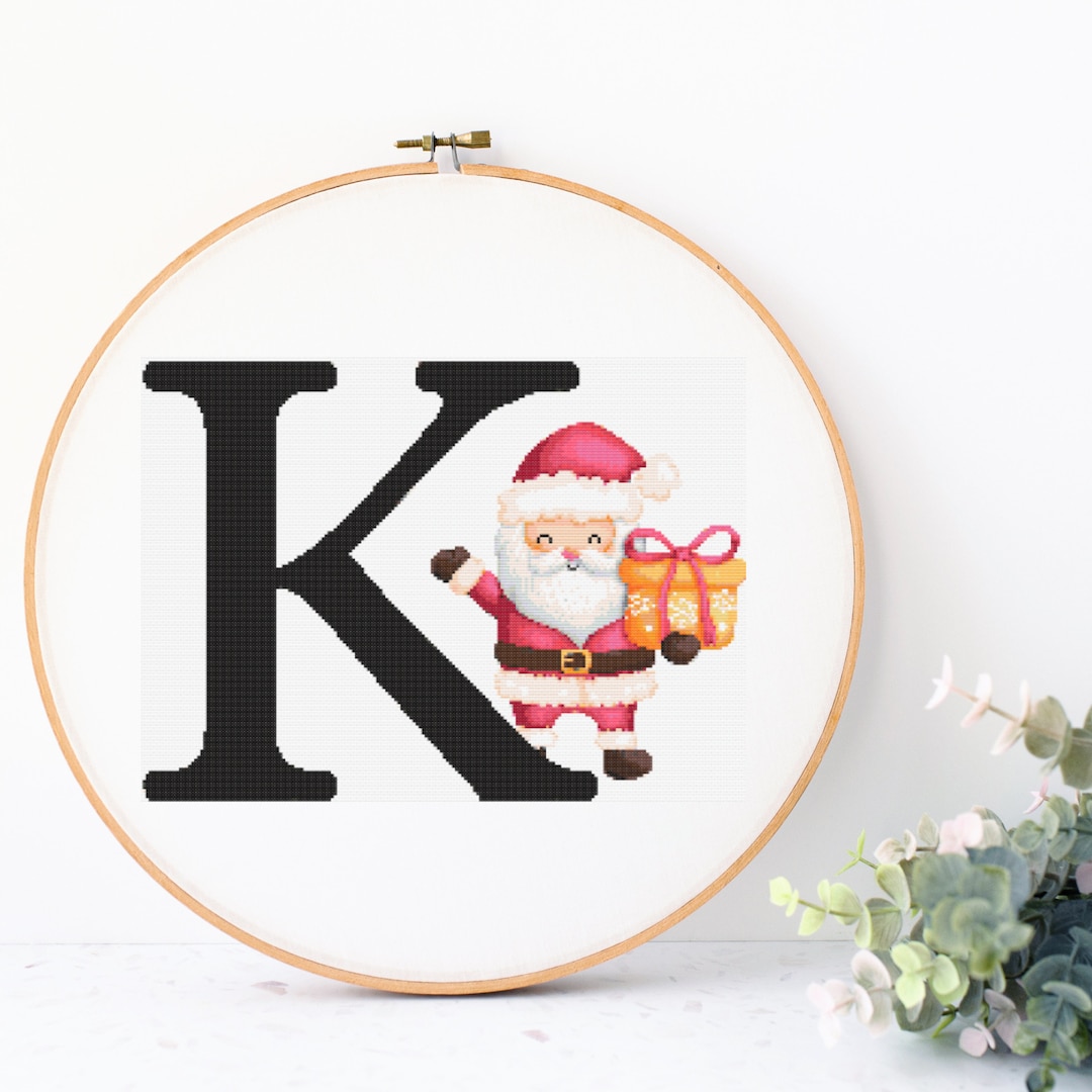 Letter K Cross Stitch Pattern DIY Christmas Craft Christmas Present ...