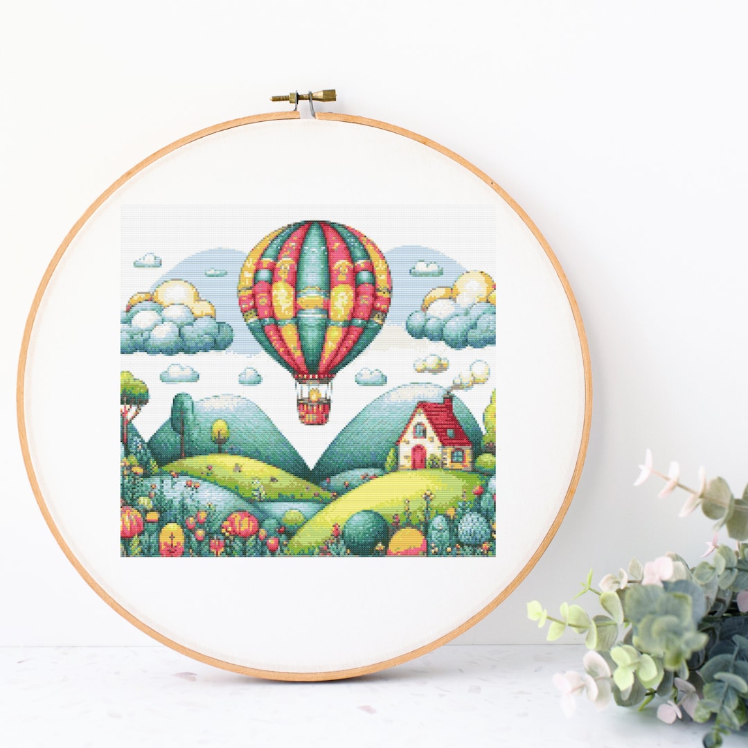 Hot Air Balloon Cross Stitch Pattern Digital Pattern PDF Digital ...