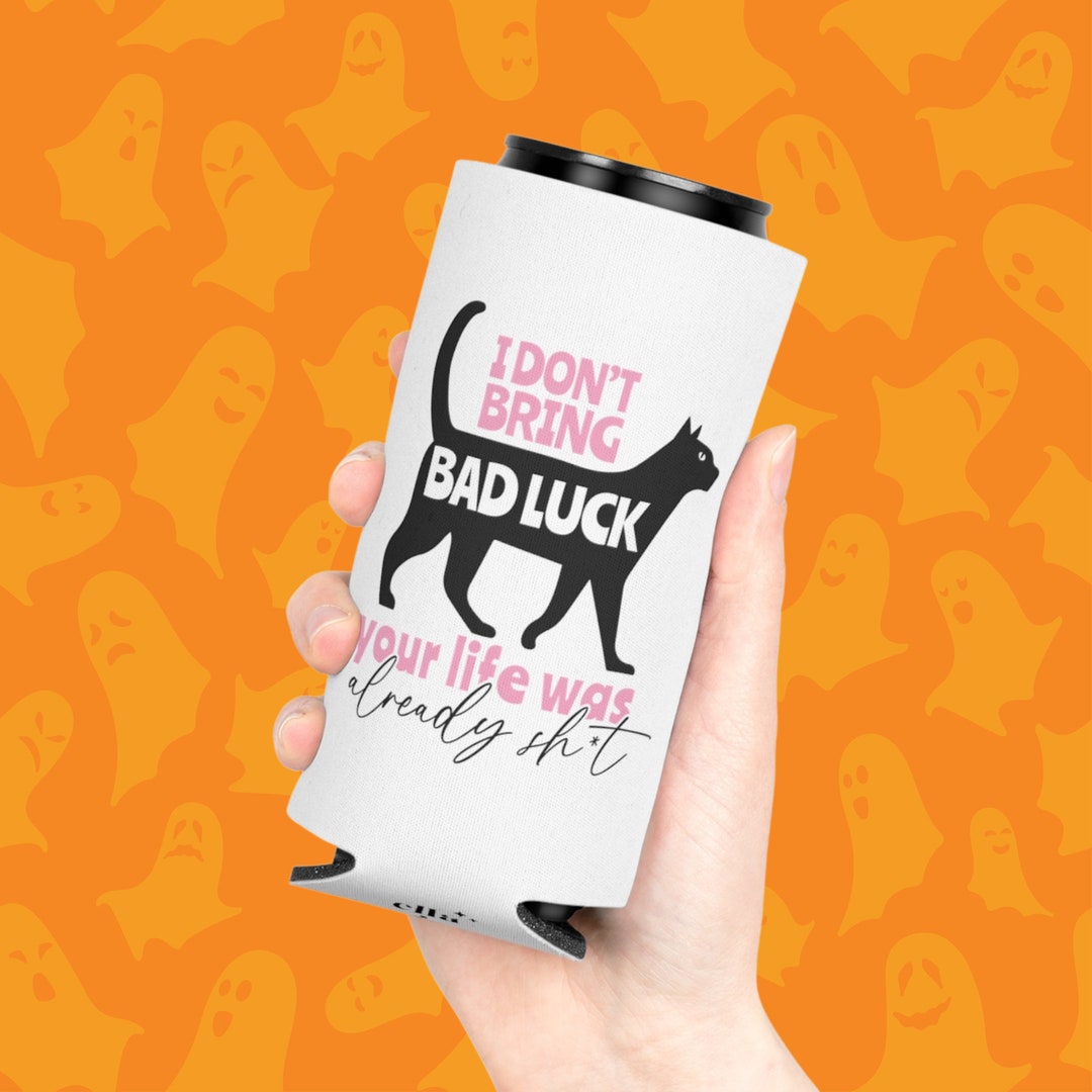 Black Cat Can Sleeve, Halloween, Funny, Seltzer, Fall, Cute, Trip ...