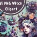 154 PNG Witches Watercolor Clipart Bundle, Mystical Clipart, Witchcraft ...