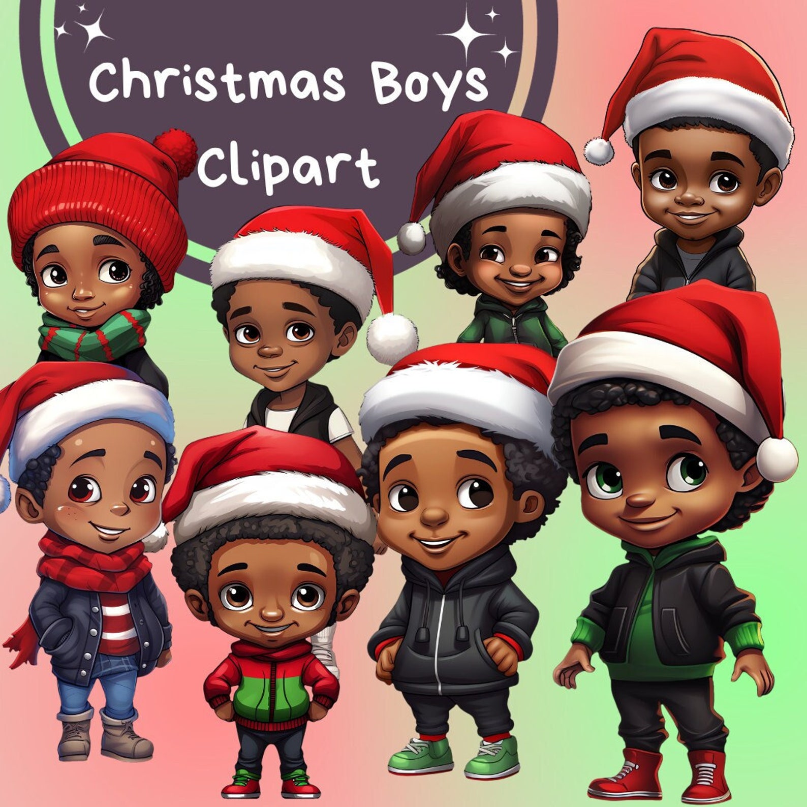 16 Christmas Black Boys Clipart, Black Boy PNG, Friends, Boy Clip Art ...