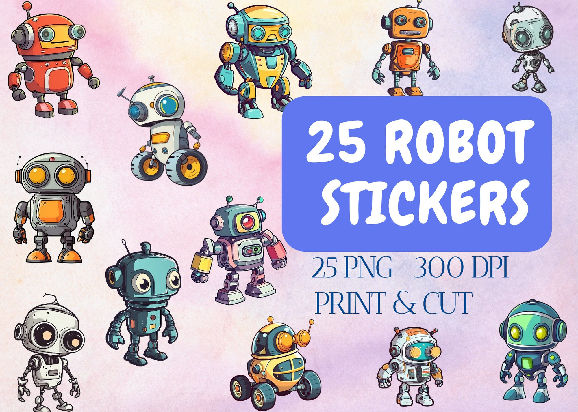 Cute Robot Stickers, Sticker Downloads, Robots Png, Printable Stickers ...