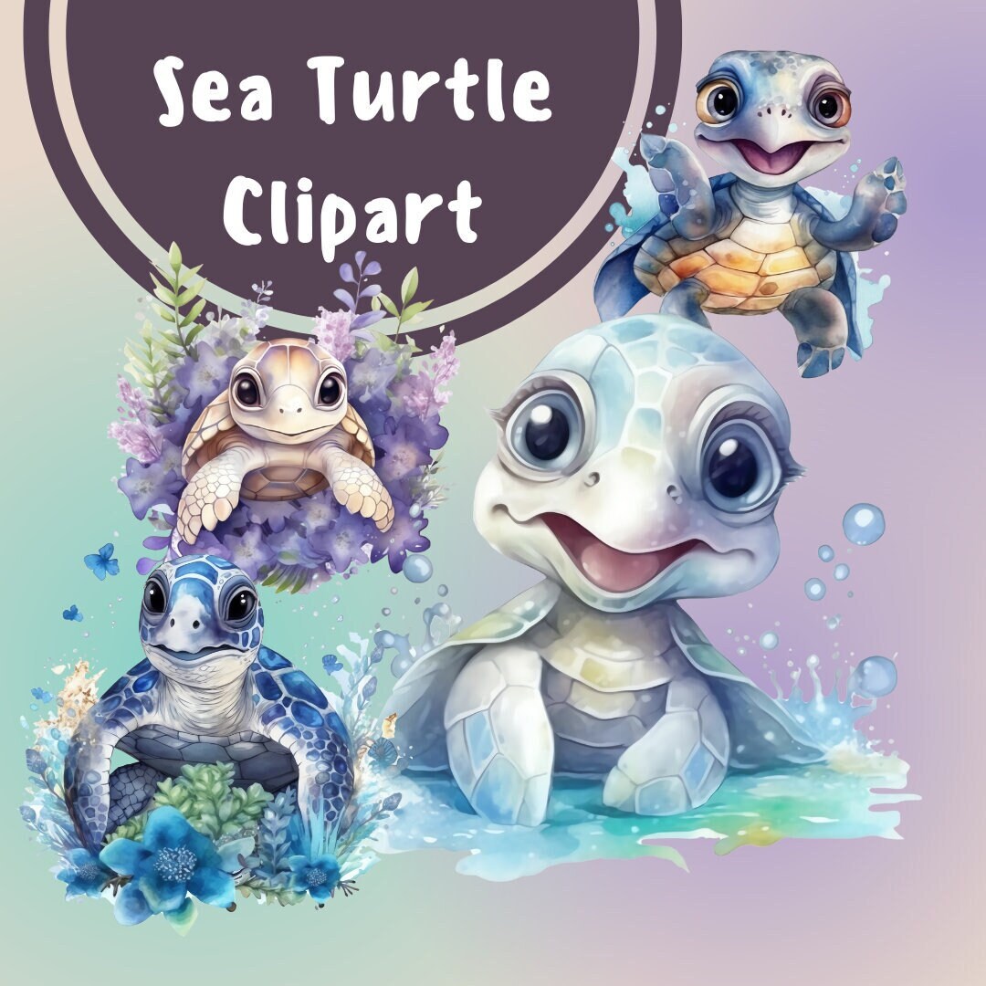 Cute Sea Turtle Clipart Sublimation Design Download, Turtle Png, Sea ...