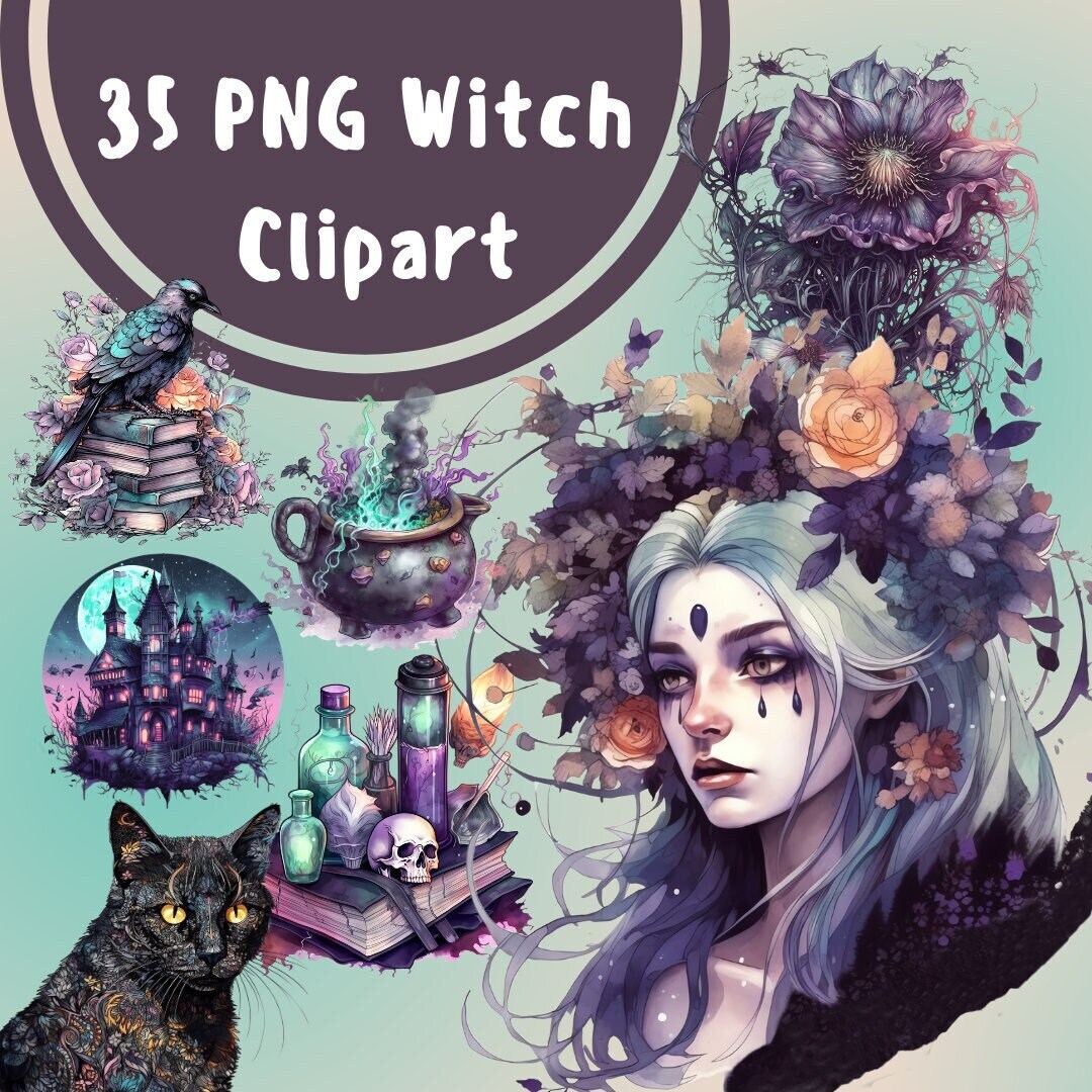 Watercolor Witch Clipart PNG, Magic Clip Art, Witchcraft Clip Art ...