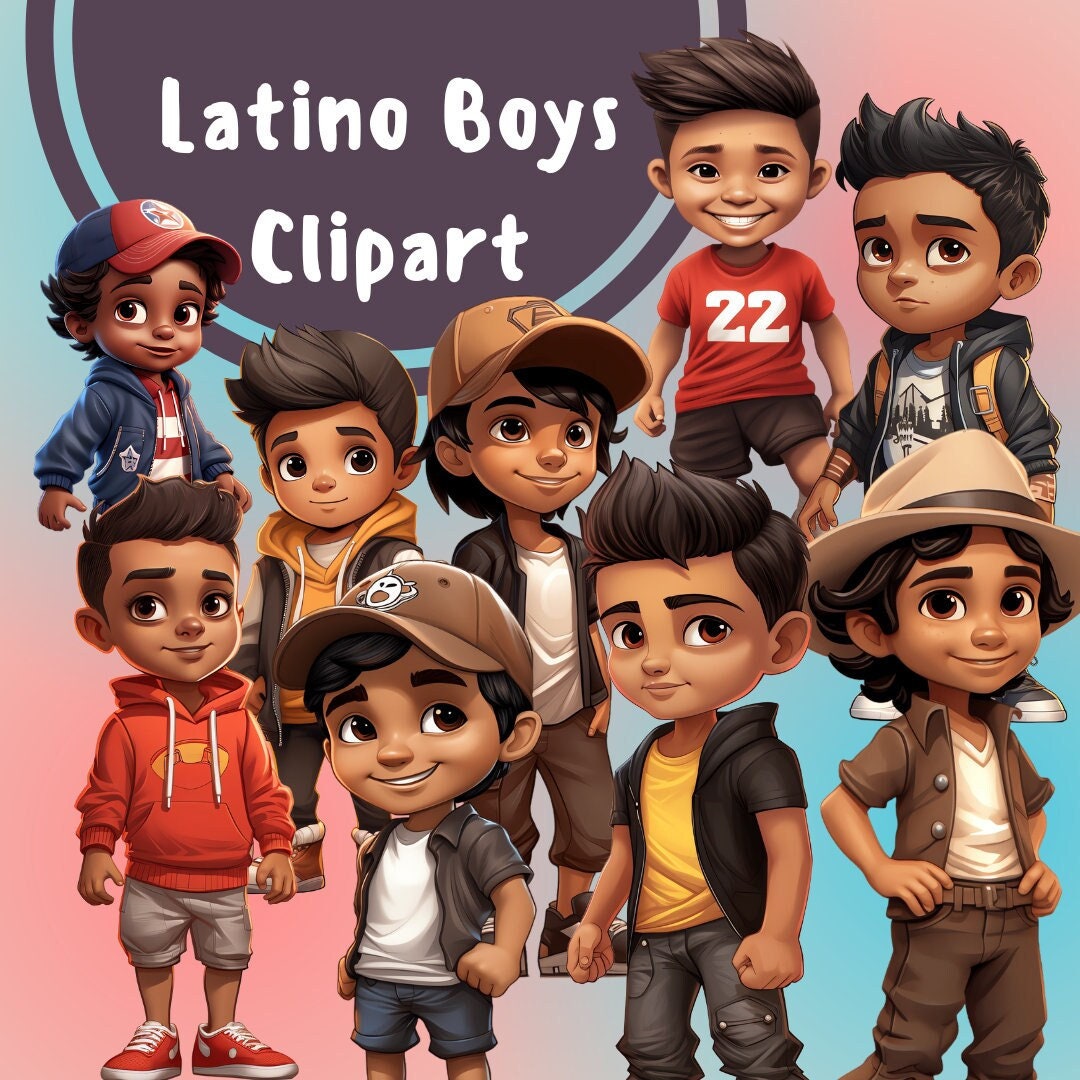 Latino Boys Watercolor Clipart: Mixed Kids Illustrations (PNG Digital ...