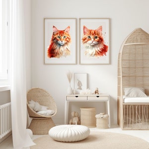 Cute Ginger Cat Clipart, Red Cat, Cat PNG, Watercolor Cat Clip Art, Cat ...