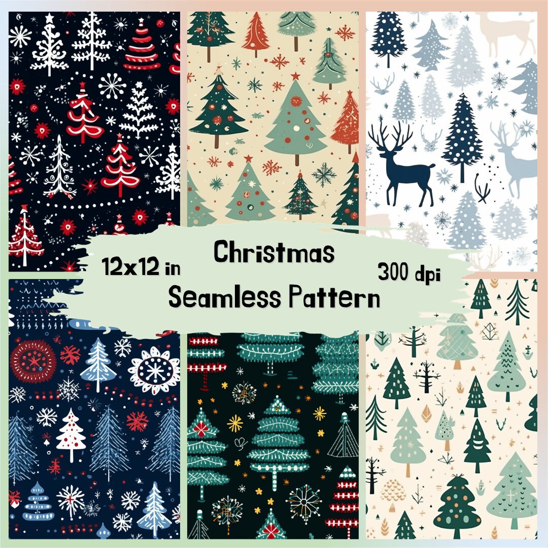 50 Scandinavian Christmas Seamless Patterns: PNG Digital Paper (digital ...