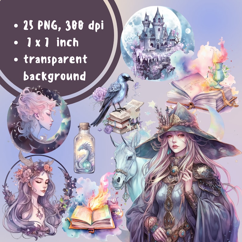 25 PNG Celestial Witch Clipart, Magic Clip Art, Witchcraft Clip Art ...