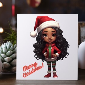 Christmas Black Girls Clipart PNG, Afro Girls Stickers (digital ...