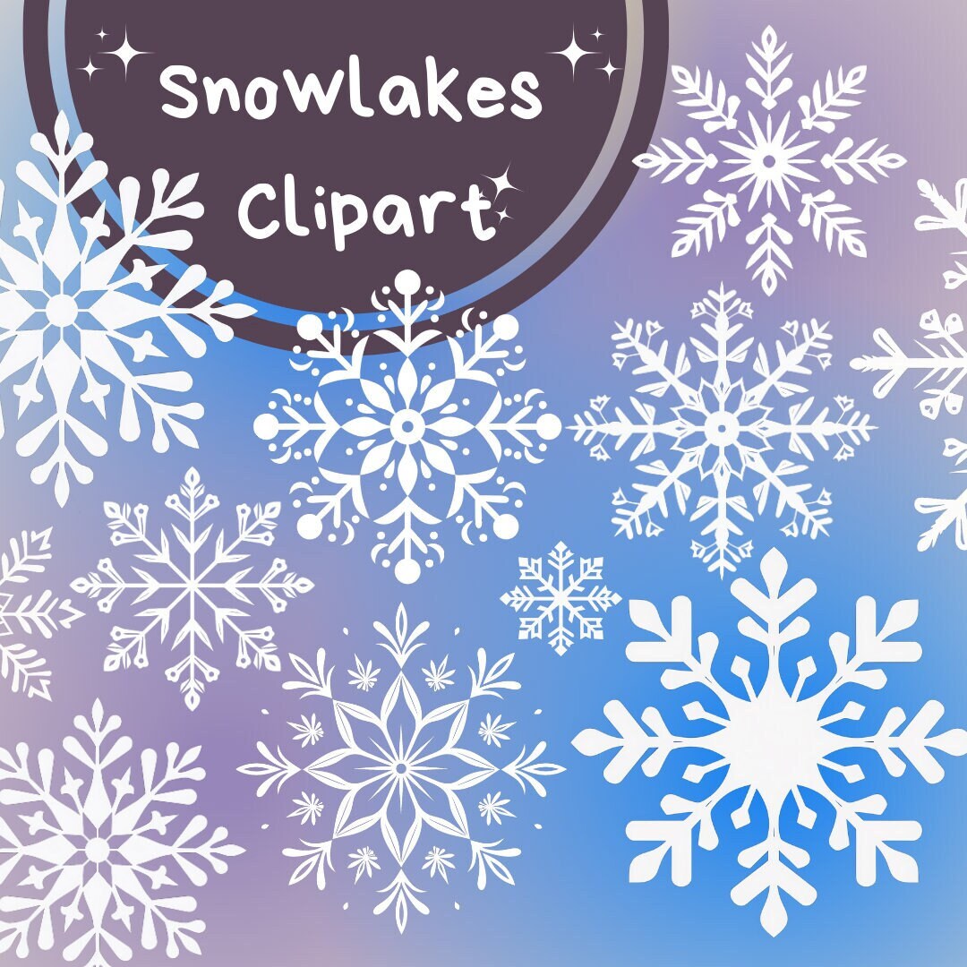 30 Snowflakes Clipart, Snow Flake PNG, Winter Clip Art, Christmas ...