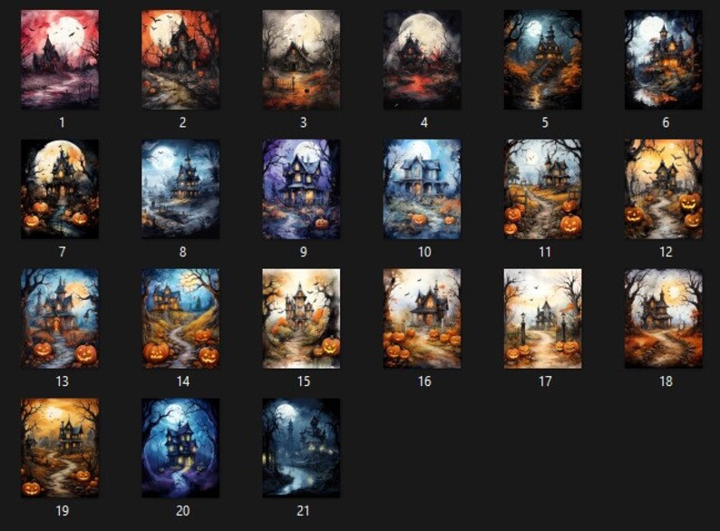 Printable Spooky Halloween Landscape Digital Paper, Watercolor ...