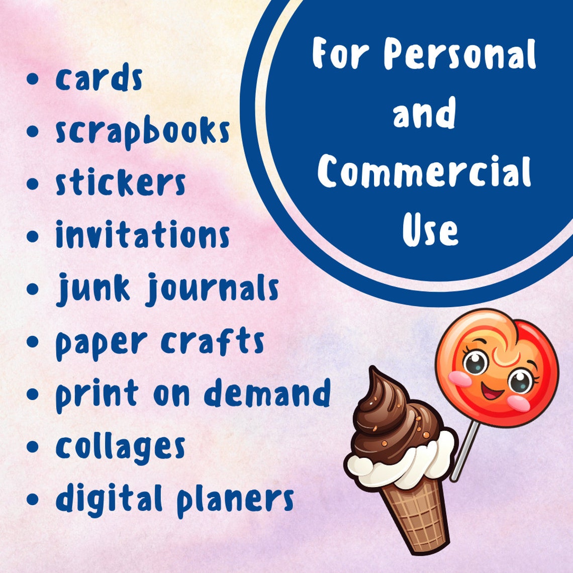 Cute Sweets PNG Bundle Stickers, Sticker Downloads, Digital Kawaii Food ...