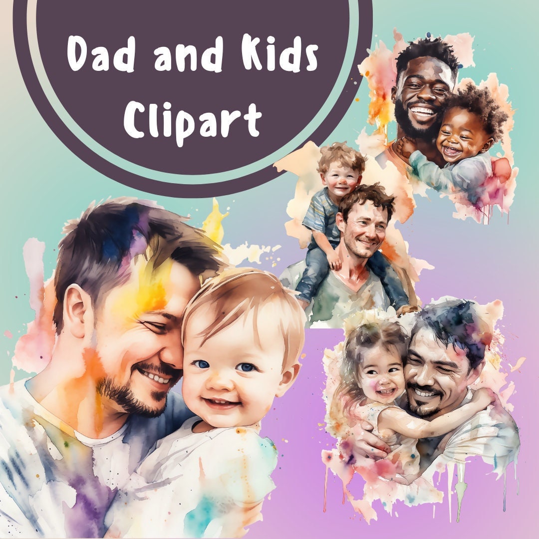 Father's Day Watercolor Clipart Bundle, Father Son Daughter, Family ...