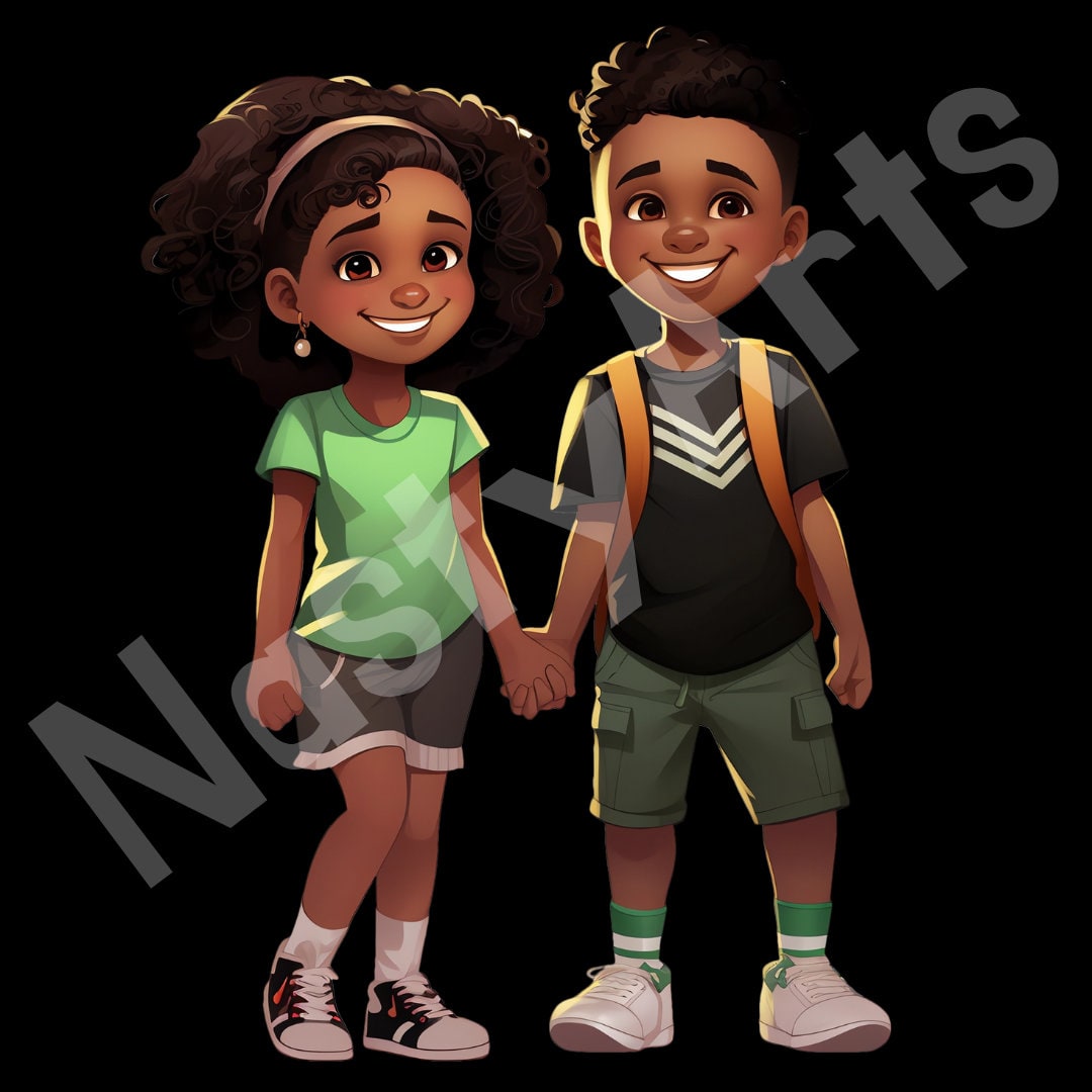 15 Cute Black Kids Clipart, Black Children PNG, Friends Png, Black Boys ...