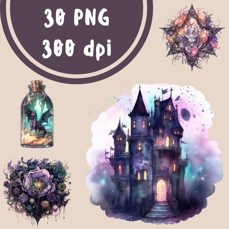 Watercolor Witch Clipart PNG Magic Clip Art Witchcraft Clip - Etsy